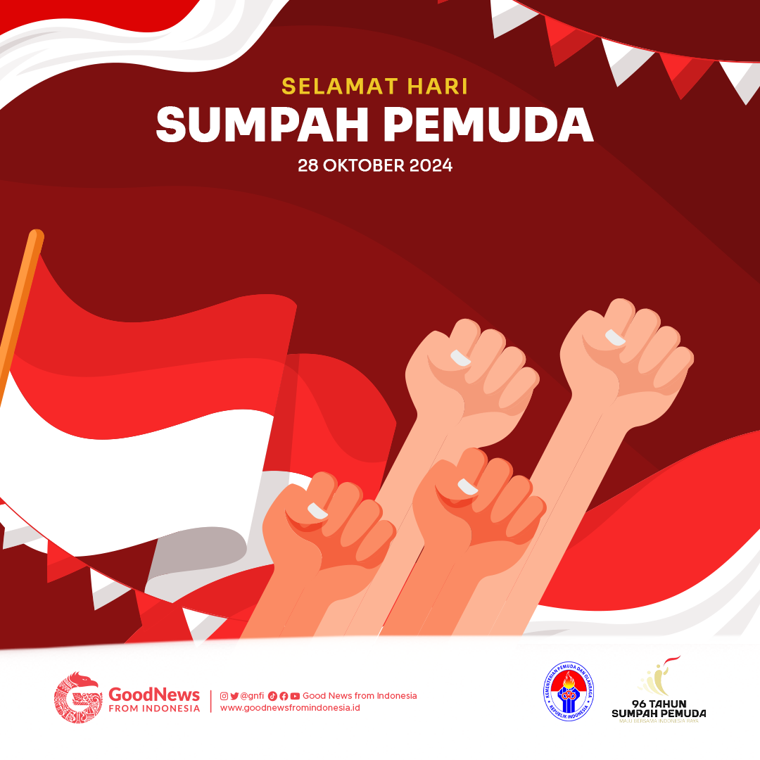 Poster Digital Hari Sumpah Pemuda 2024 Simple Bergambar Kartun