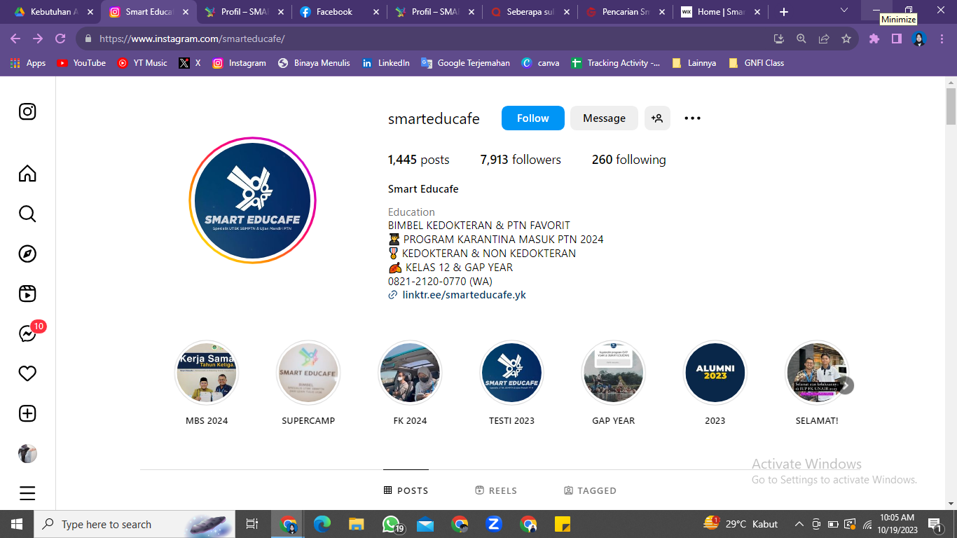 SMART EDUCAFE, konten promosi dan doktrin perjuangan belajar lewat ...