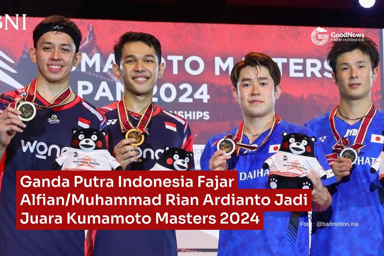 Ganda Putra Indonesia Fajar Alfian/Muhammad Rian Ardianto Jadi Juara Kumamoto Masters 2024